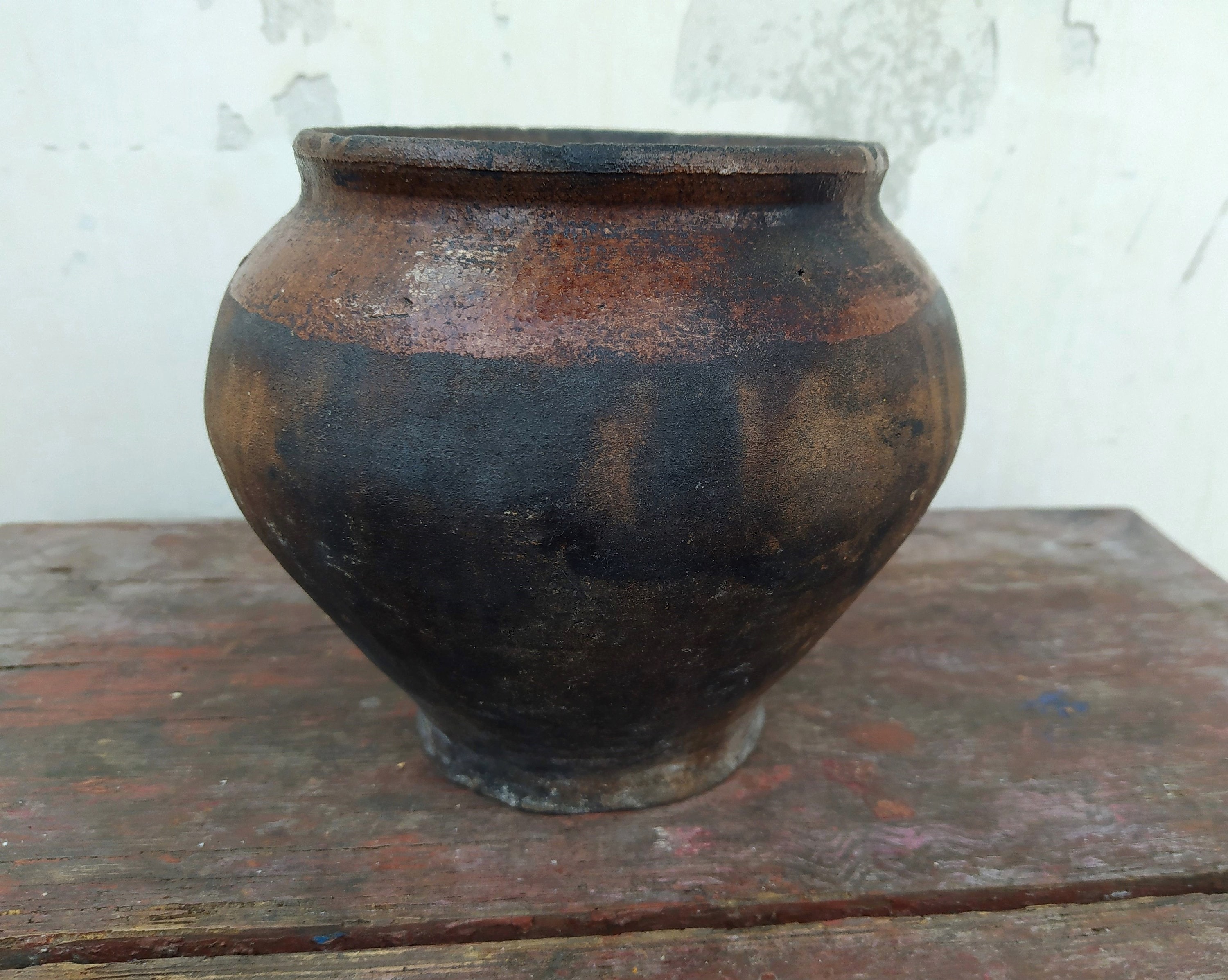 Very old antique ancient clay vessel Brown Black clay pot | Etsy