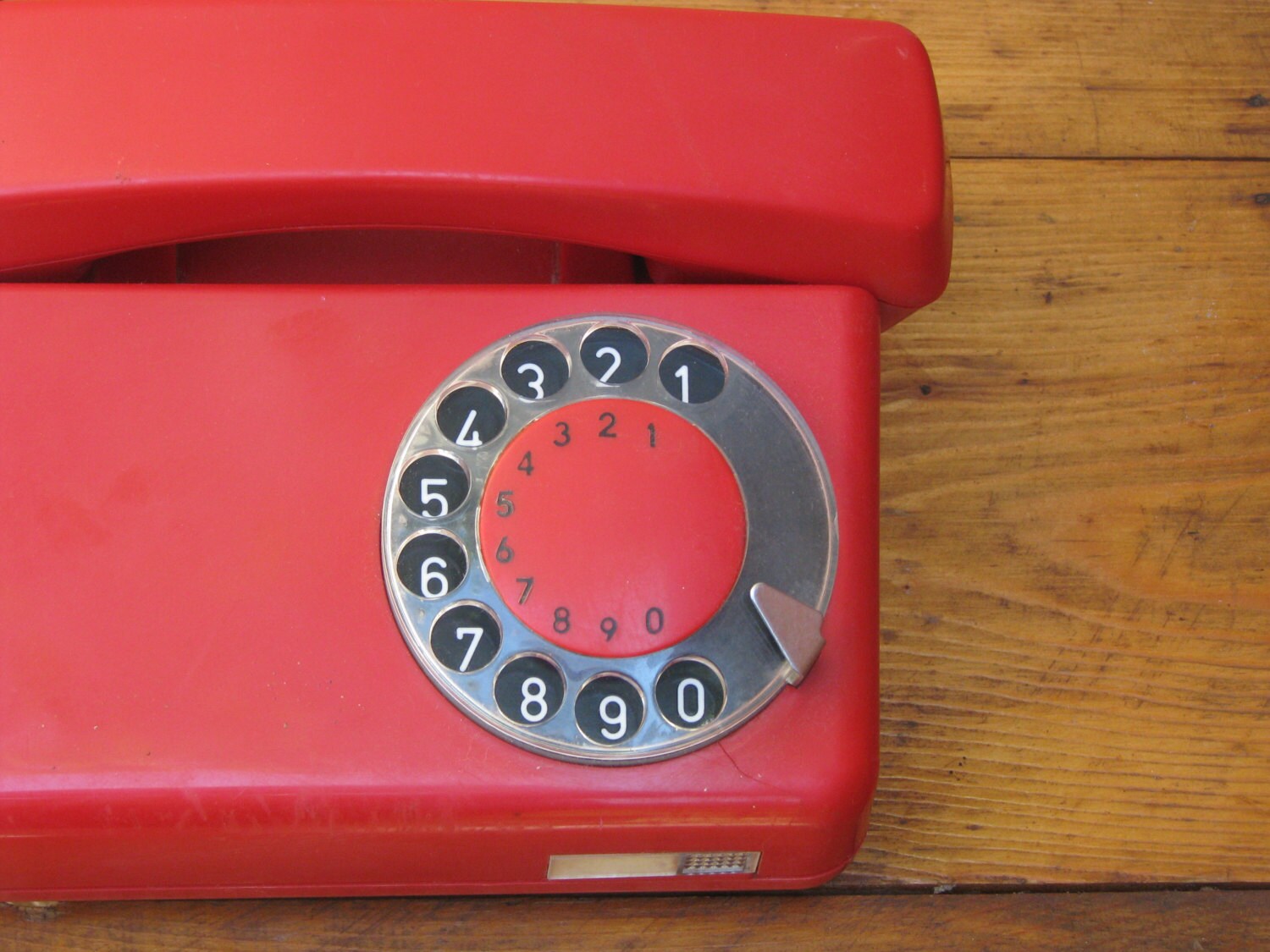 Vintage Red Rotary Dial Phone TELKOM. Soviet Vintage, Made in Poland in ...