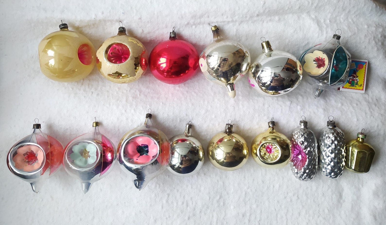 Vintage Soviet Christmas Tree Decoration, Silver Indent Glass Ornament ...