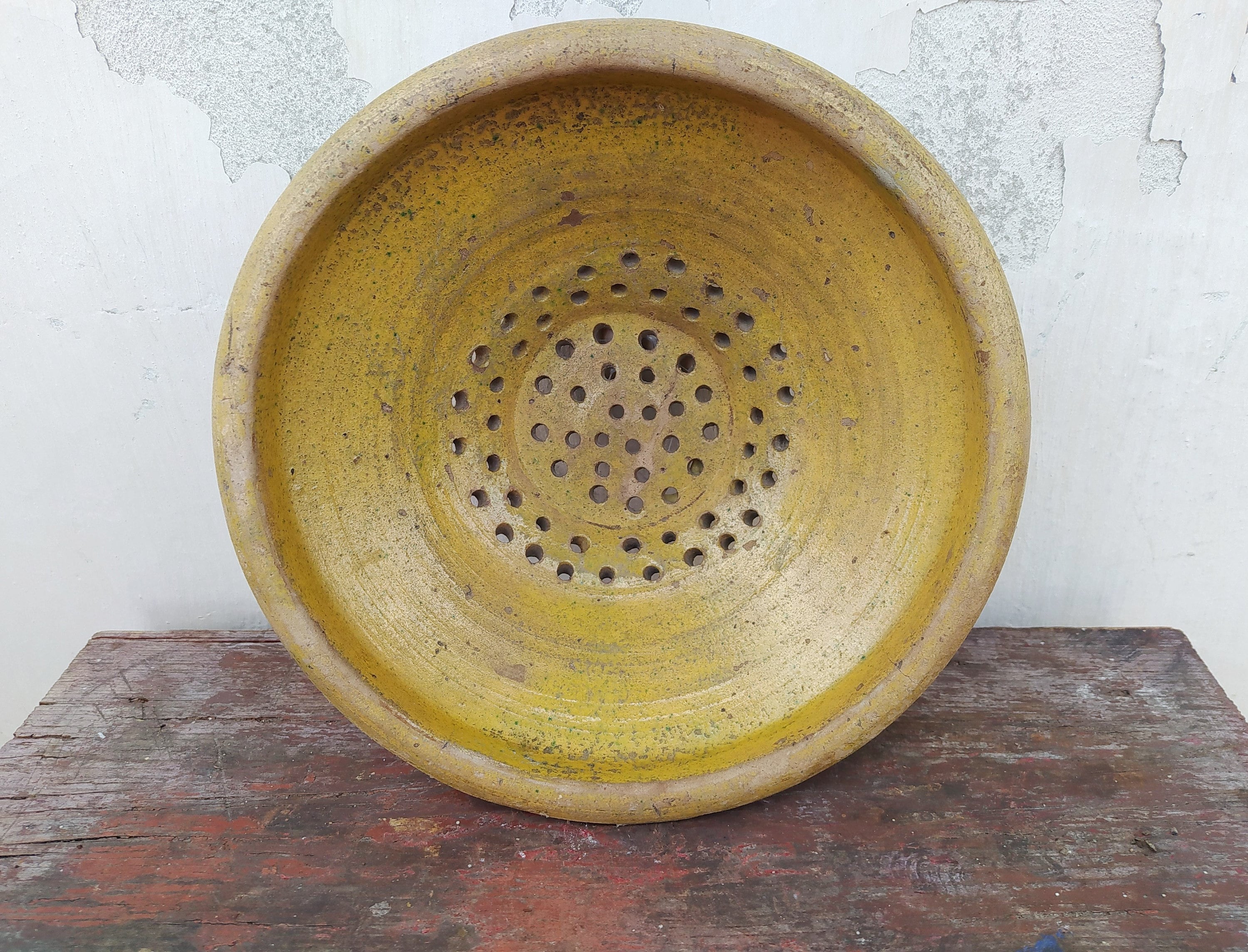 Antique Pottery Sieve Colander Countrychic Decor Rustic - Etsy Denmark