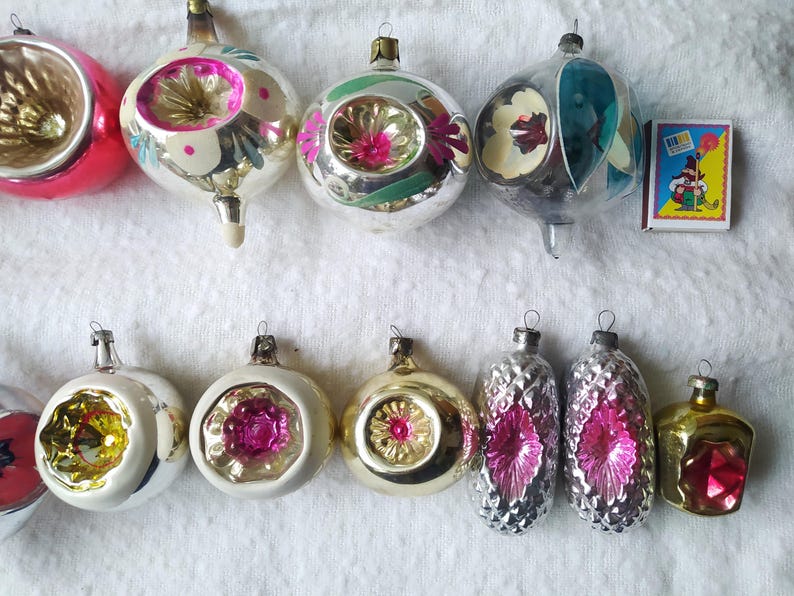 Vintage Soviet Christmas Tree Decoration, Silver Indent Glass Ornament ...