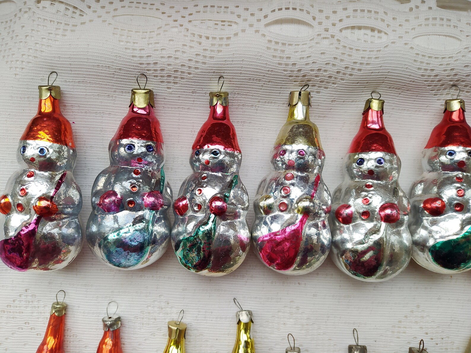 Vintage Soviet Christmas Tree Decoration, Silver Snowman Glass Ornament ...