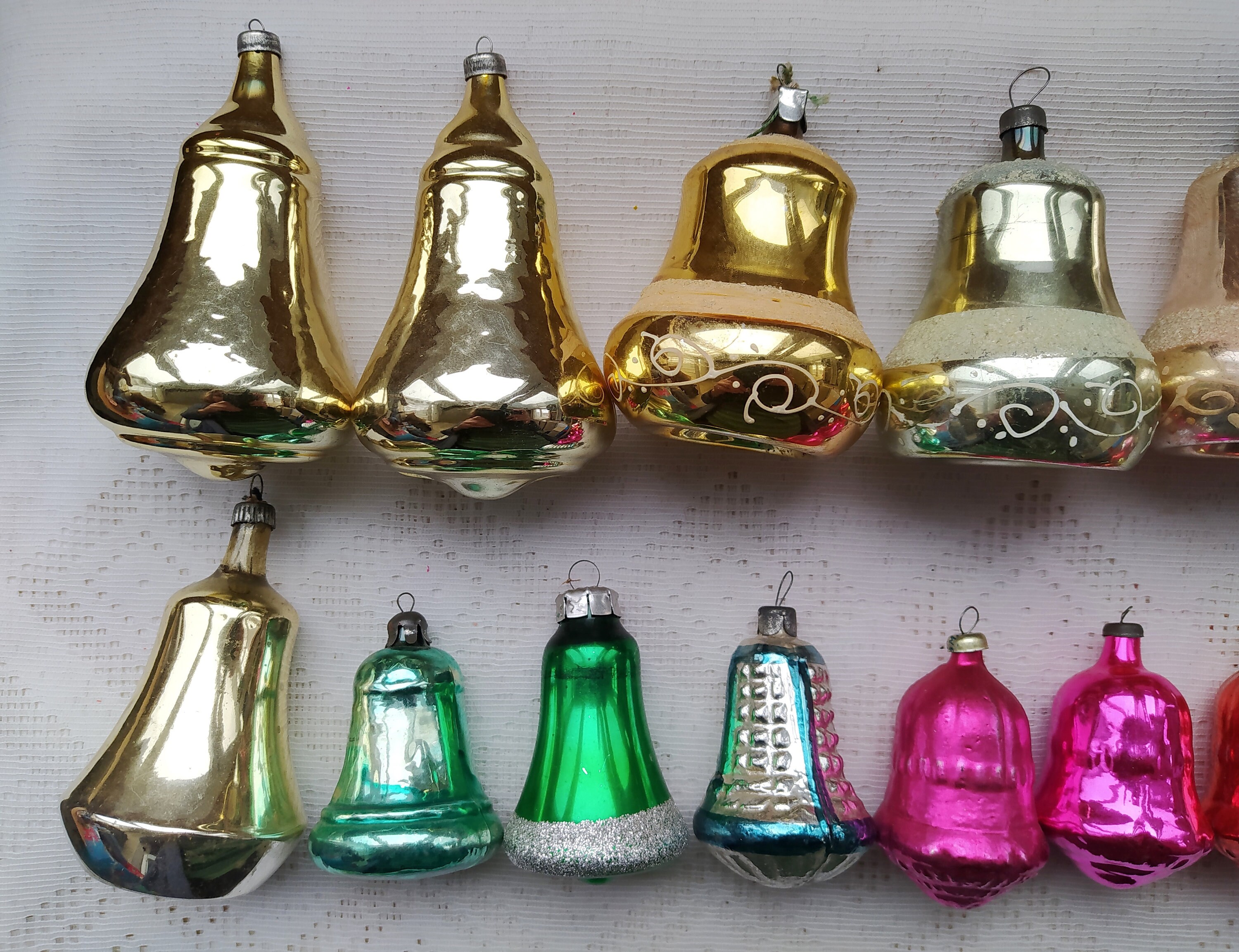 Vintage Soviet Christmas Tree Decorations, Bells Glass Ornaments ...