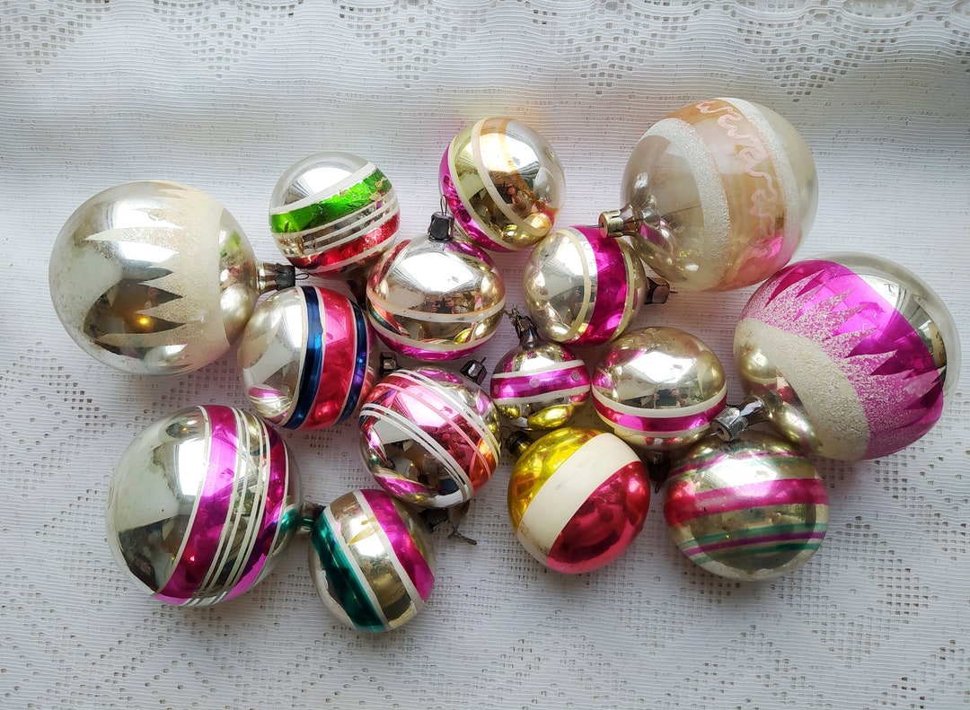 Vintage Soviet Christmas Tree Decoration, Silver Glass Ornament ...