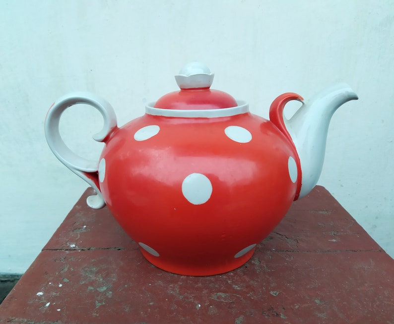 Vintage Red and White Polka Dot Porcelain Teapots Home Decor. - Etsy