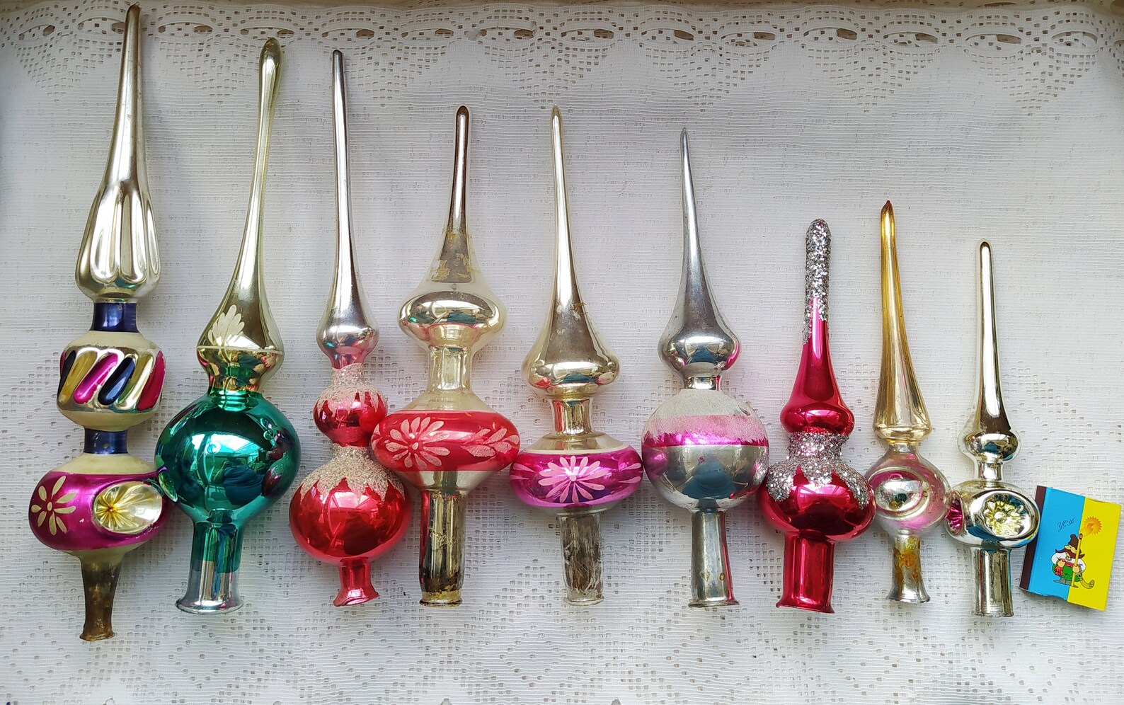 Vintage Christmas Tree Top Glass Ornament Hand Decorated Pink - Etsy