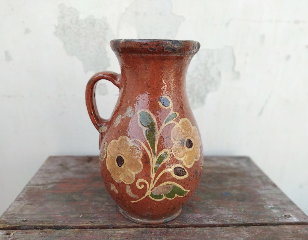 Very Old Antique Ancient Clay Vessel. Ukrainian Floral Ornament Clay ...