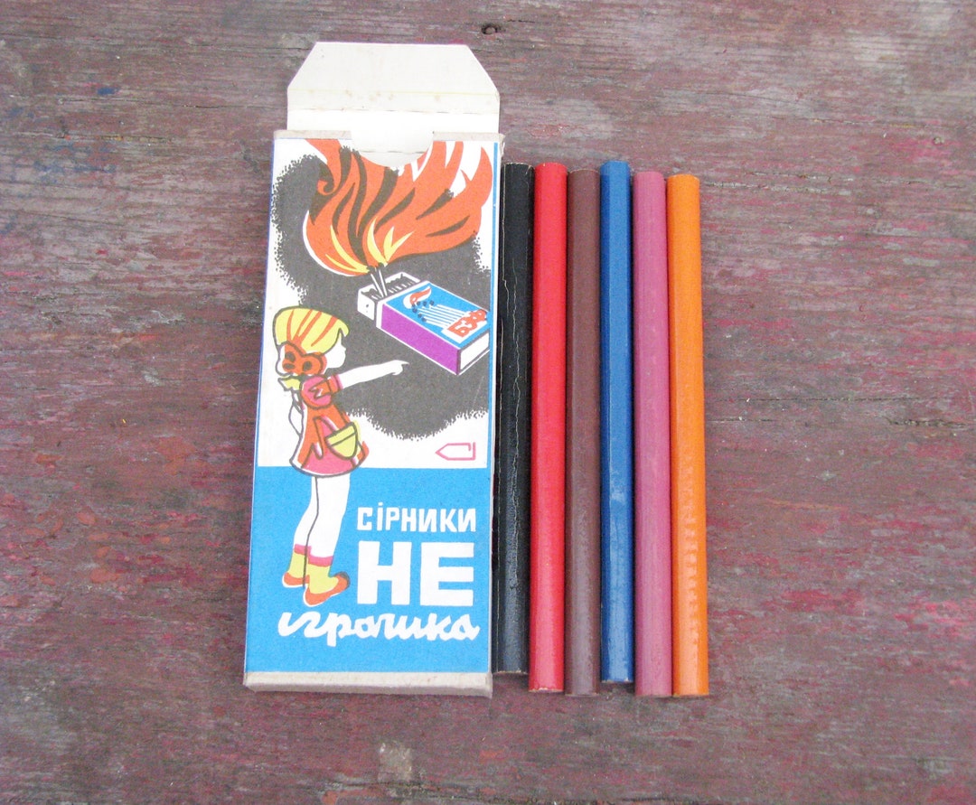 Vintage Color Pencils Set of 6 Colors. Made in USSR, Soviet Vintage - Etsy