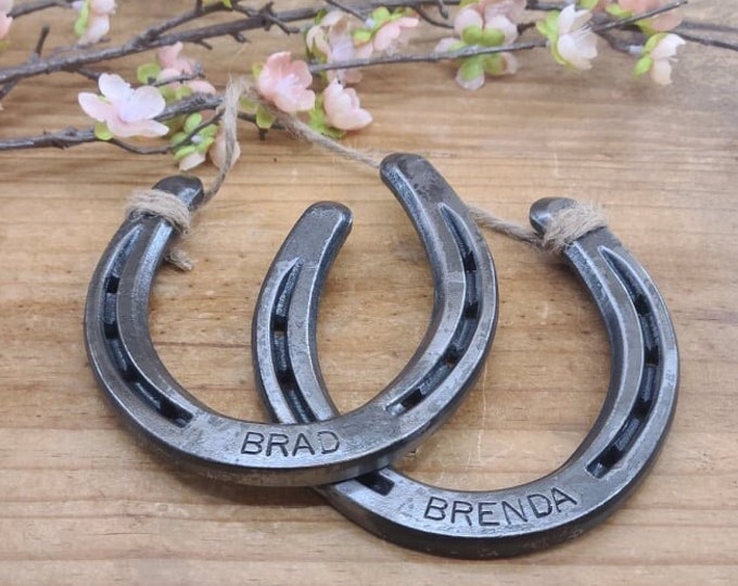 Customized Double Horseshoe Wall Hanging, Steel Anniversary, Gift for ...