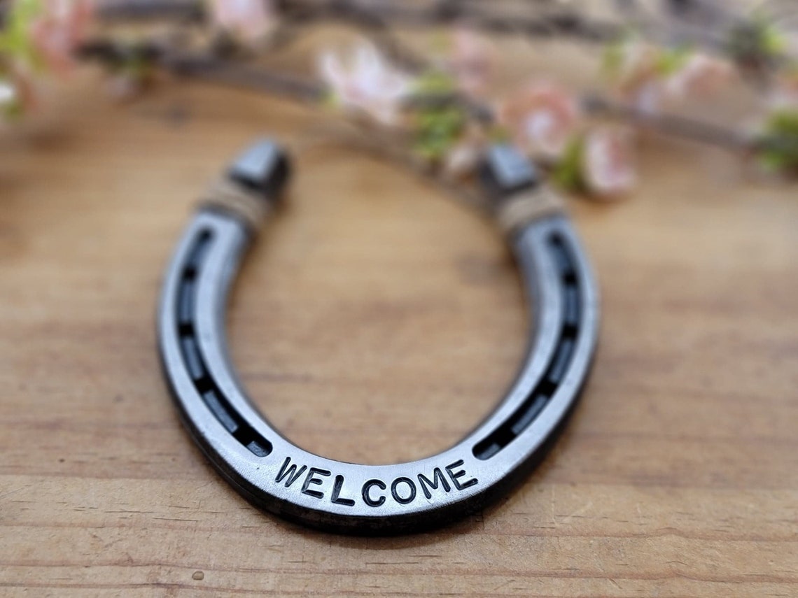 Welcome Sign Horseshoe Engraved Horseshoe Housewarming Gift - Etsy