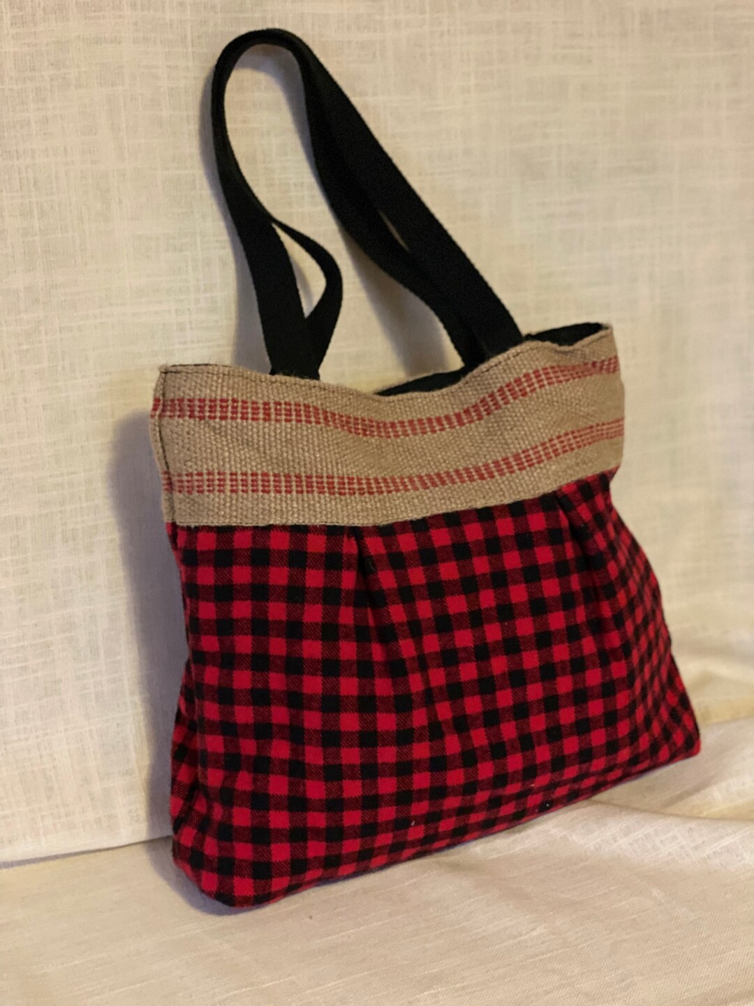Red and Black Checked Bag Soft and Cozy Flannel Purse Padded With ...