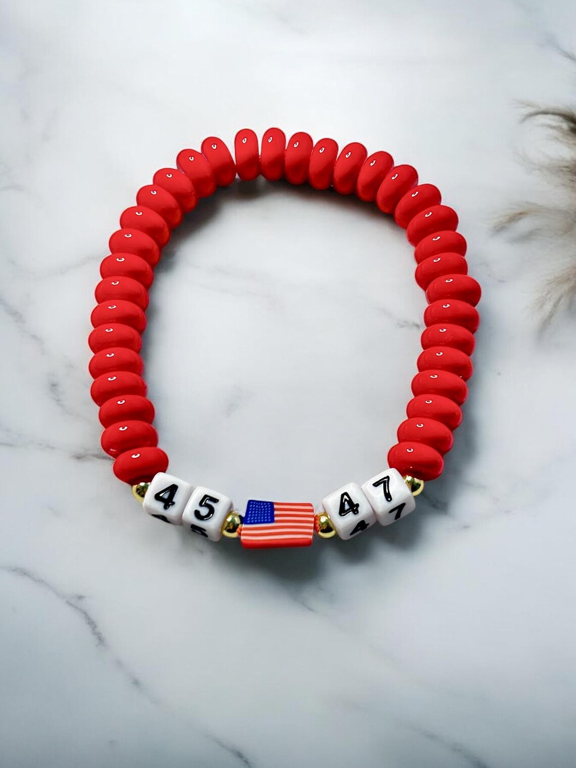 Patriotic Trump 45 and 47 Bracelet - Red Beaded Bracelet | God Bless ...