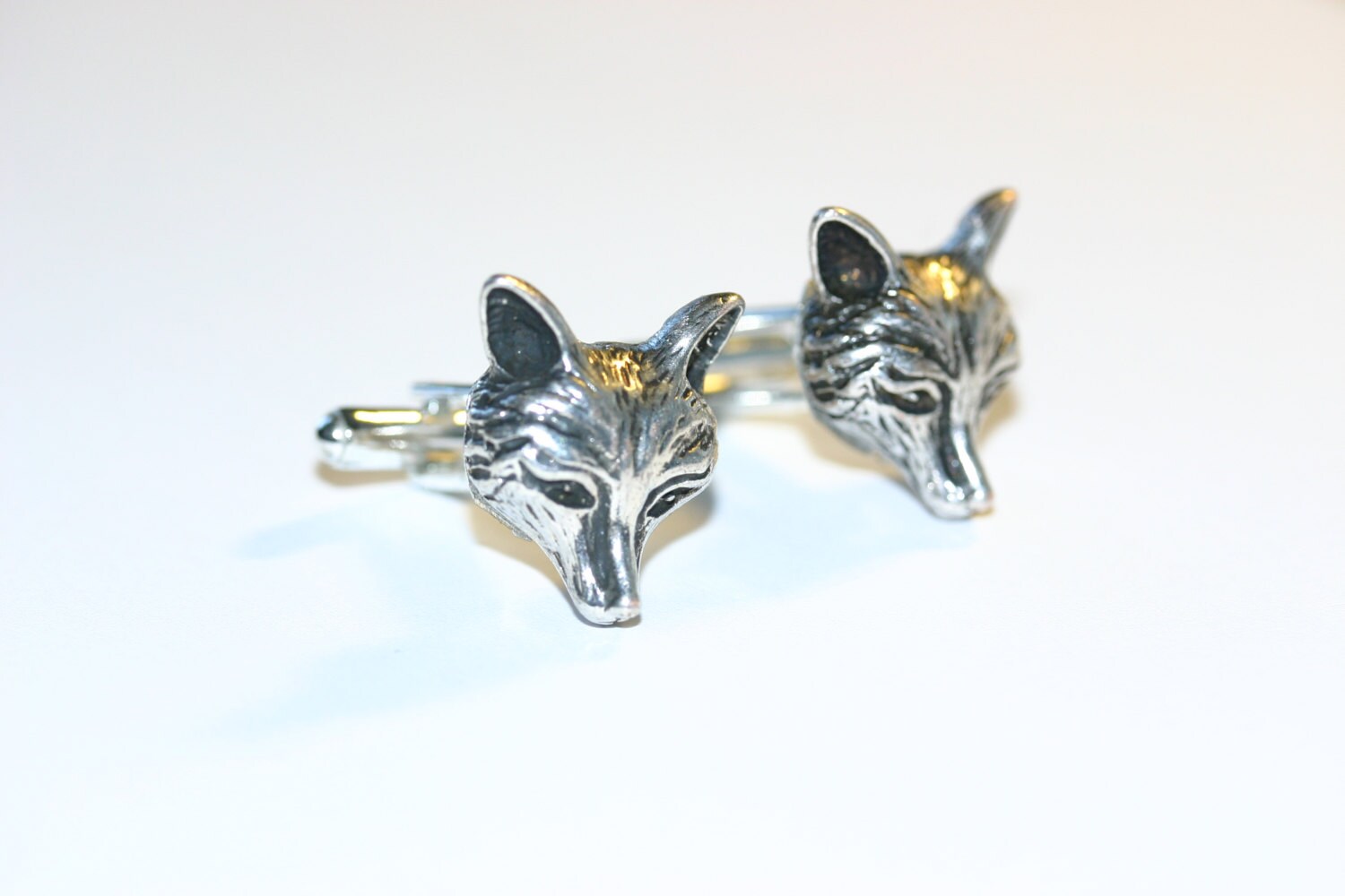 Elegant Fox Head Cufflinks Realistic Silver Barrel Toggle - Etsy