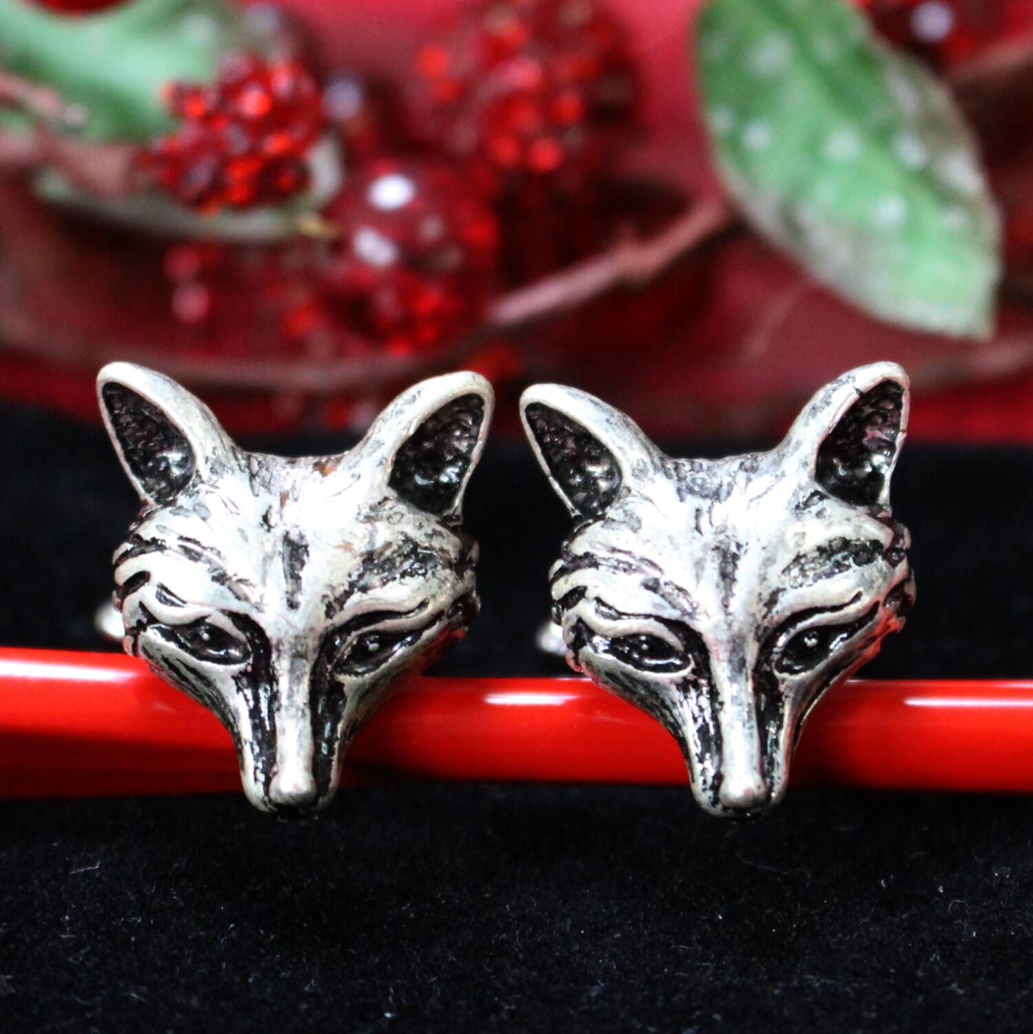 Elegant Fox Head Cufflinks Realistic Silver Barrel Toggle - Etsy