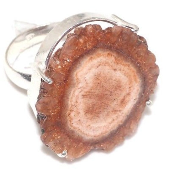 RING /Peach and Brown/ Solar Quartz/ Bulls Eye /Gemstone | Etsy