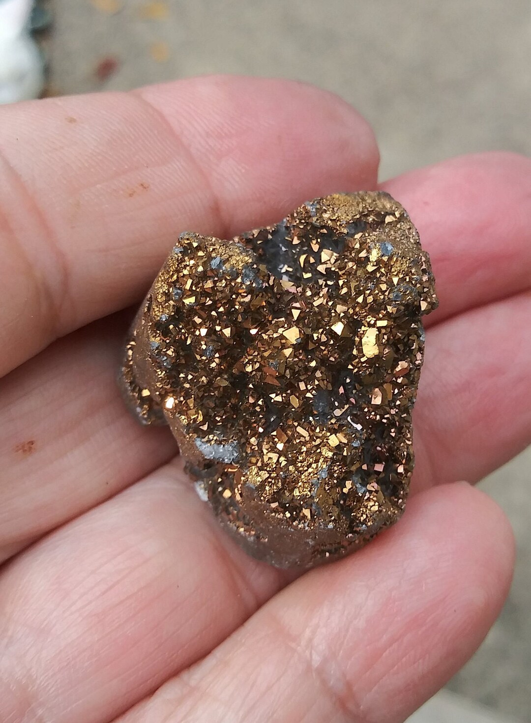 Golden Titanium Freeform Geode Slice Druzy 32x23mm Gemstone Cabochon ...