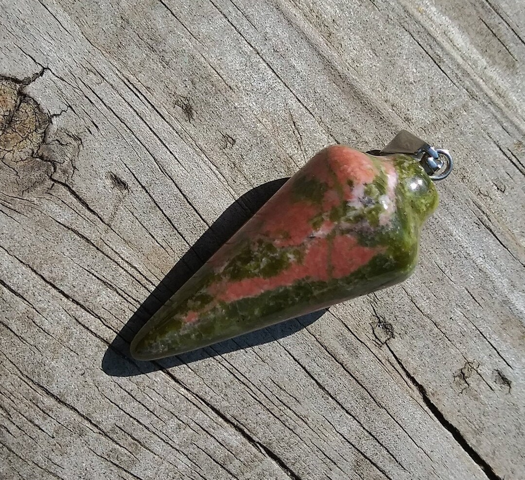 Natural Unakite Gemstone 18k White Gold Pendant - Etsy