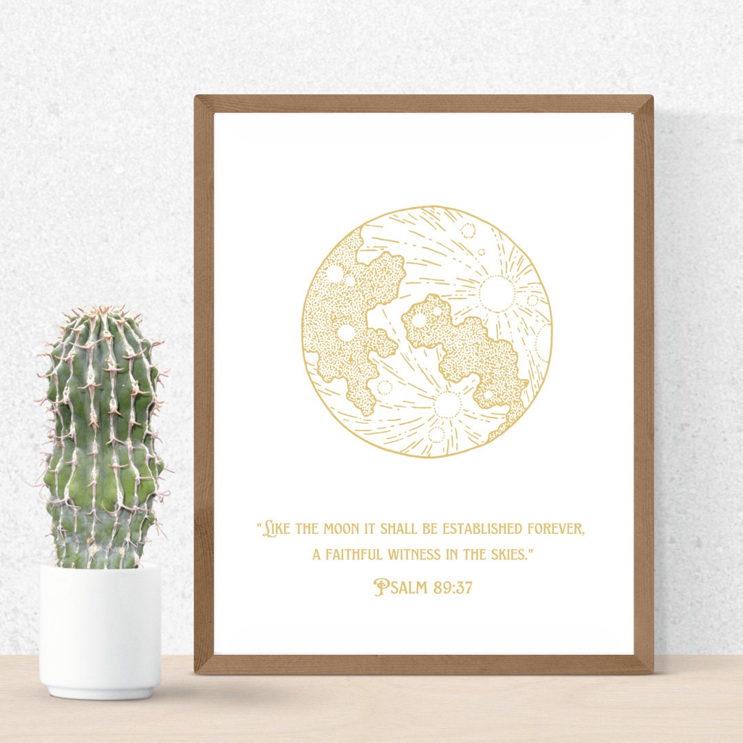 Bible Verse Poster Psalm 89:37 Like the Moon Moon Art Christian Art ...