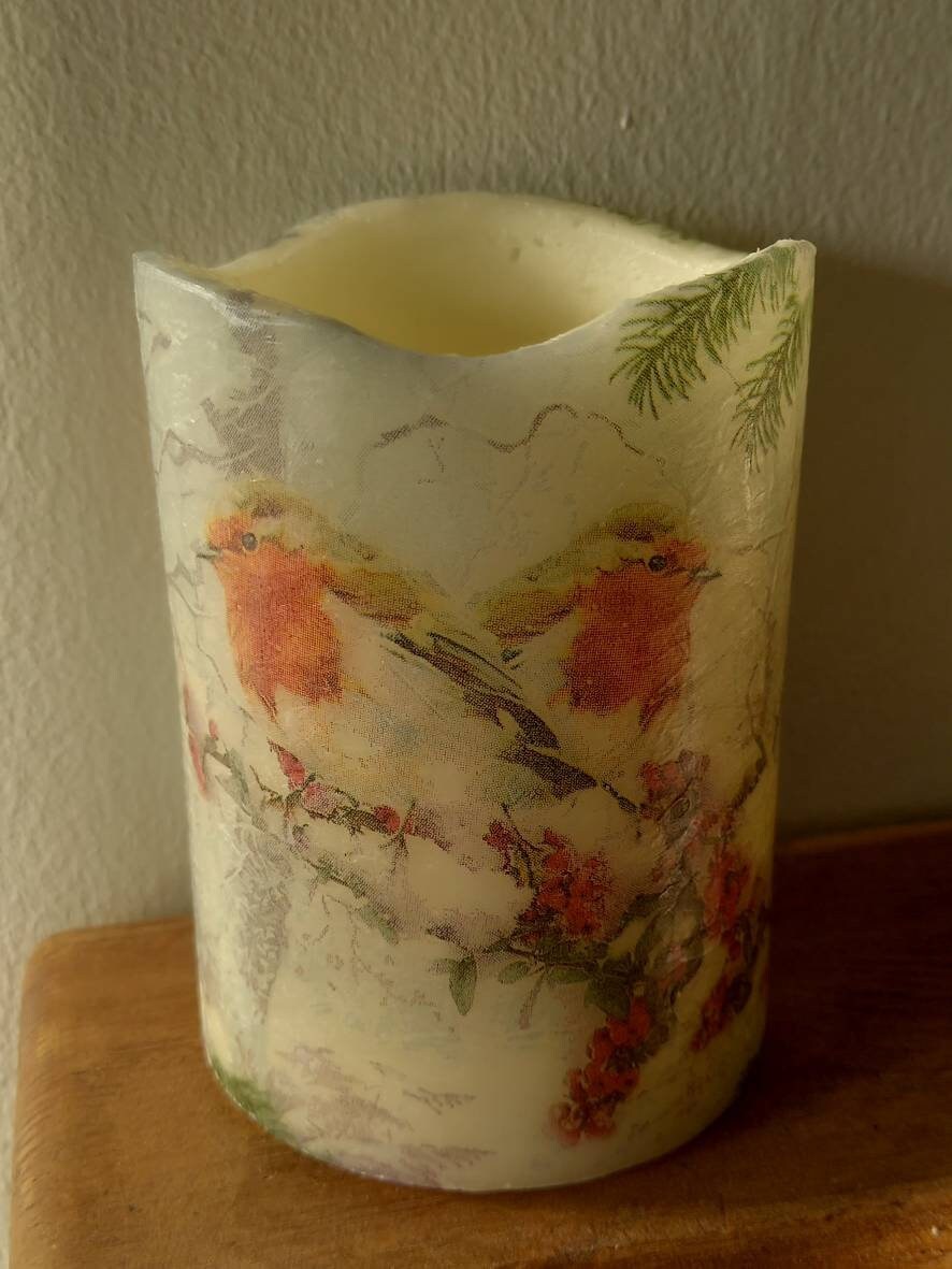 Winter Robins LED Flameless Candle Battery Powered - Etsy UK