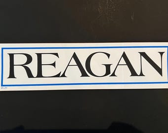 Vintage 1980 Ronald Reagan Campaign Bumper Sticker / Replica Retro ...