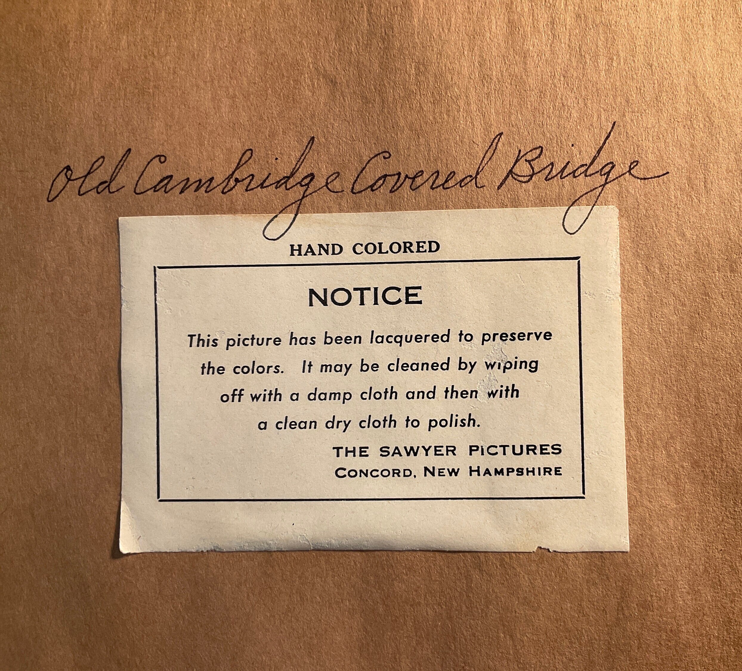 Vintage Charles Sawyer Hand Colored Lacquered Photo of the Old ...