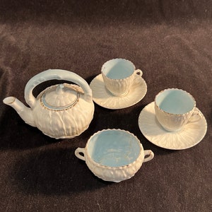 Vintage Mini Tea Set Pale Blue and White - Etsy