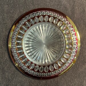 Vintage Cut Glass Serving Plate, Iridescent Ruby Red Accent, Mint ...