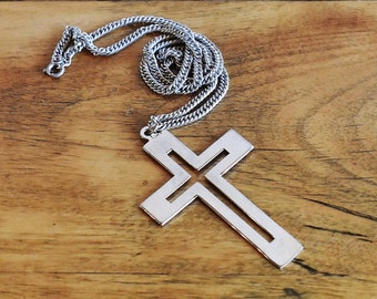 Silver Thick Cross Necklace - Etsy