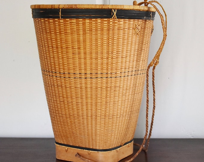 Vietnamese Bamboo Basket Backpack, Large 17" Tall Southeast Asian ...