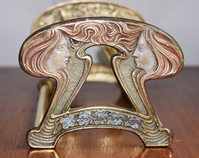 Expandable Art Nouveau Facing Ladies Sliding Bookends, Judd Telescoping ...