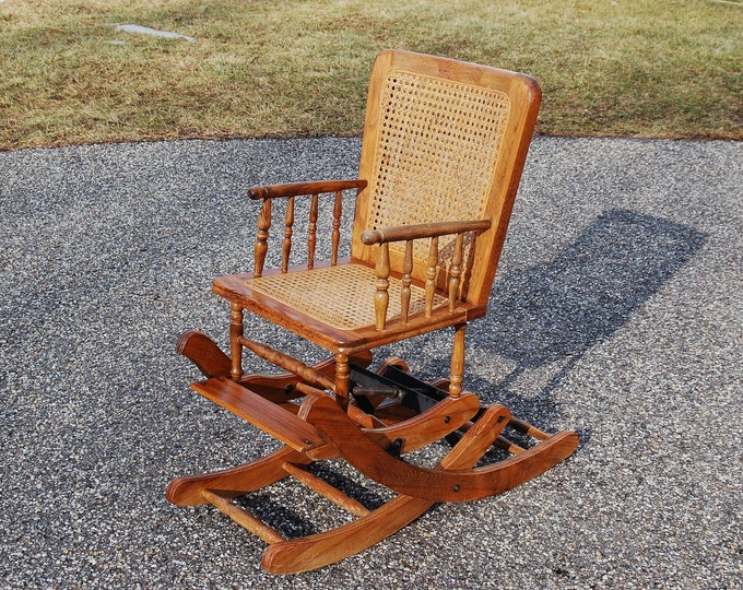 Antique Rocking Chair High Chair, Antique Oak Caned Wicker High Chair ...