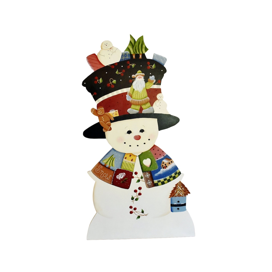 36 Decoratively Painted Wood Snowman Snow Lady Floor Decor, 3 Foot Tall ...