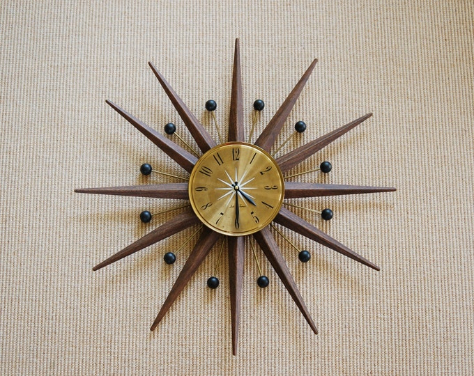 Mid Century Seth Thomas Atomic Starburst Wall Clock, Mid Century Modern ...