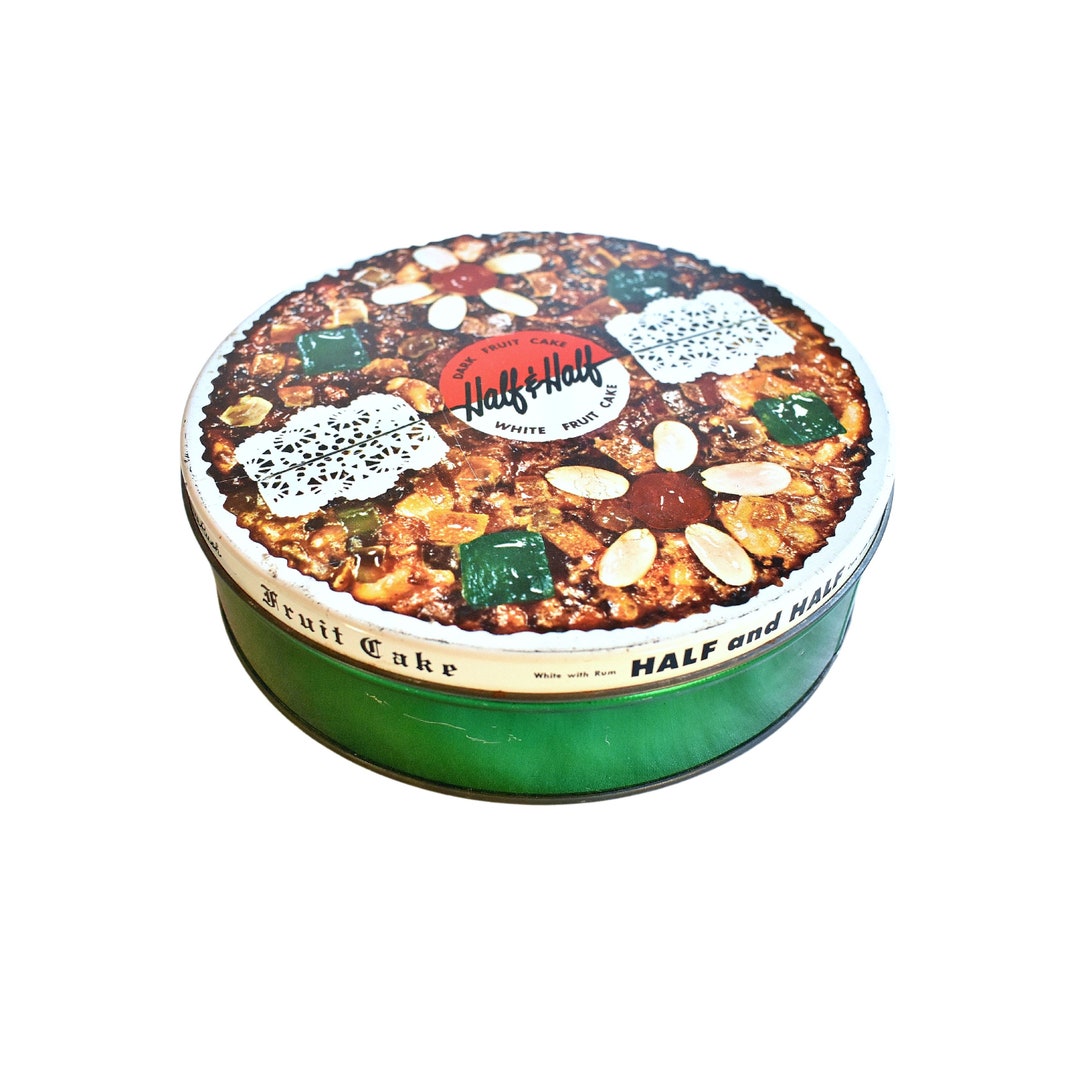Grace Rush Fruit Cake Tin, 1950s Christmas Half and Half Tin, Kitschy ...