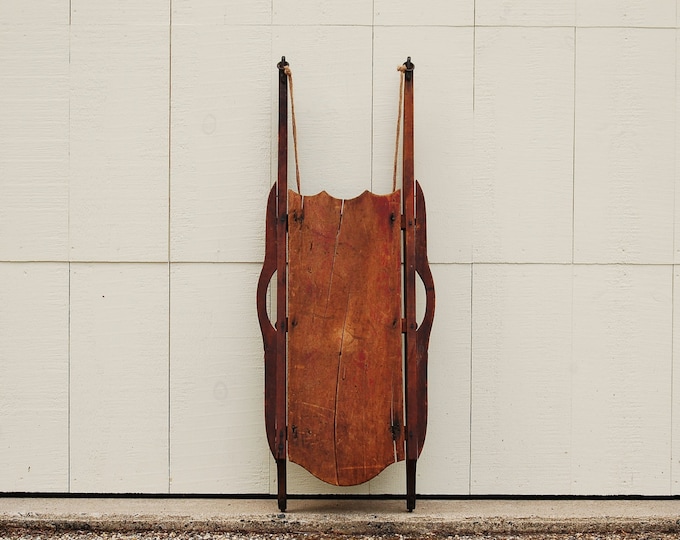 Antique Wooden Sled, Primitive Wood Sled With Wrought Iron Rails, Old ...