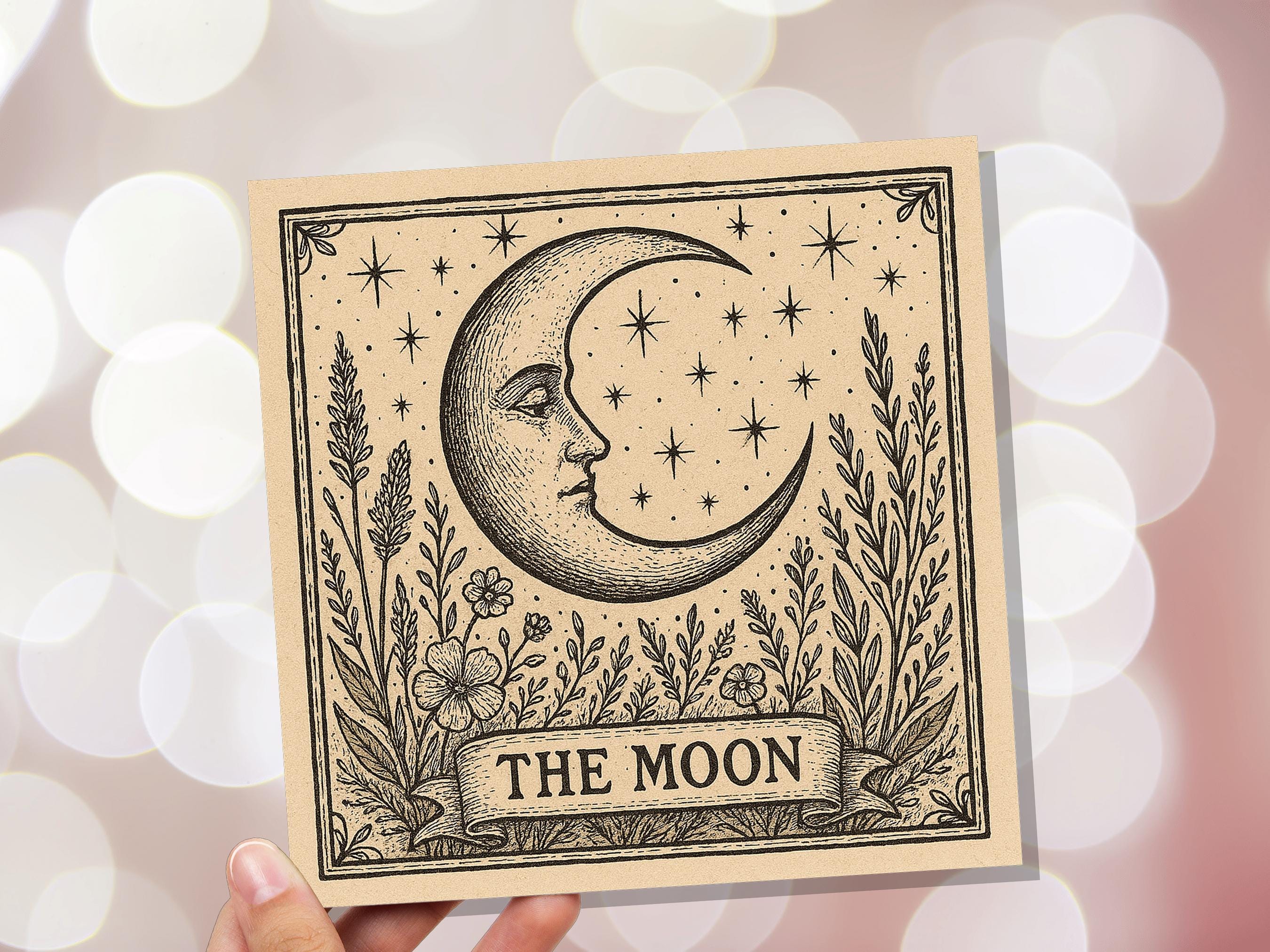 The Moon Tarot Greeting Card Print Celestial Pagan Spiritual Birthday ...
