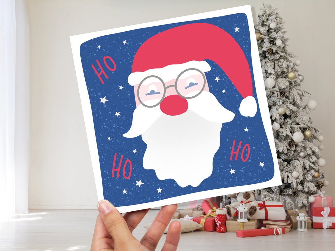 Father Christmas Card Santa Greetings Cards Simple Illustration Hand ...
