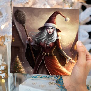 Female Santa Witch Christmas Card Witchy Fantasy Gothic Goth Pagan ...