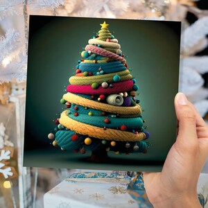Woollen Christmas Tree Card Knitted Knitting Crochet Yarn Wool Crafters ...