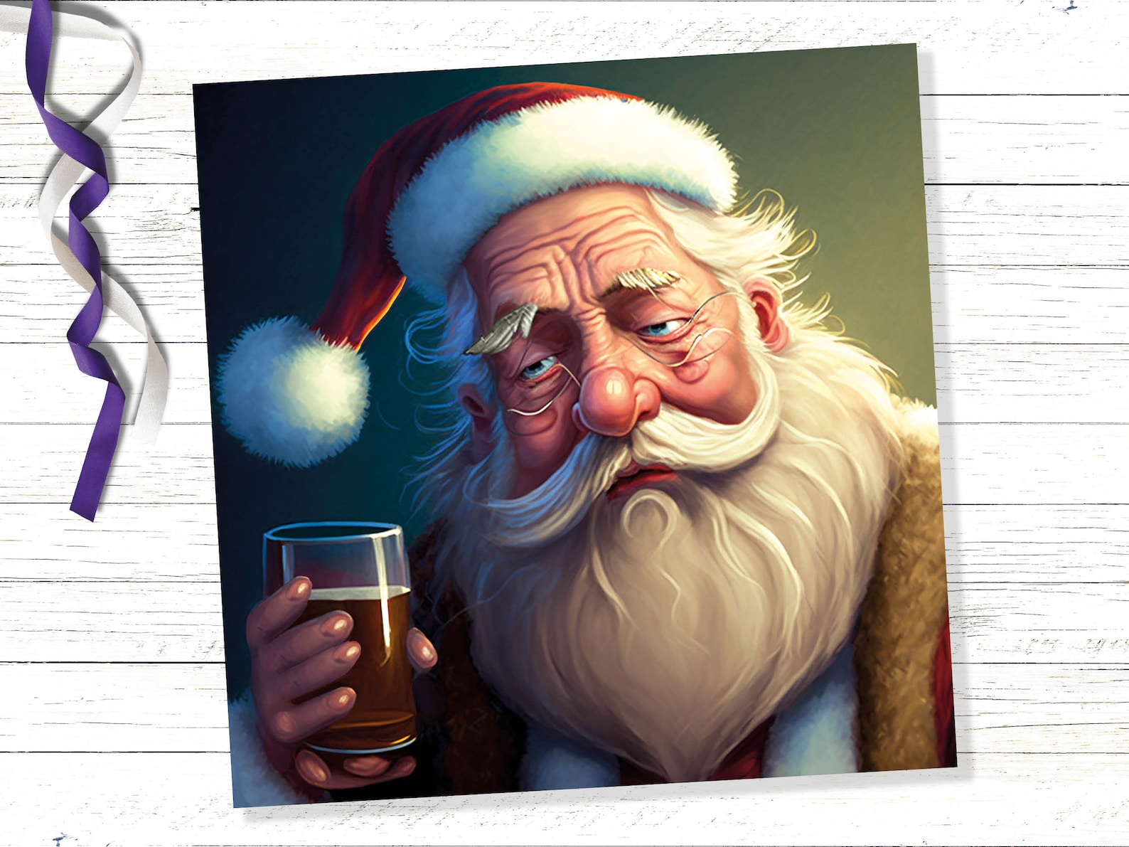 Drunk Santa Claus Christmas Cards Funny Alcoholic Father Xmas Drinking ...