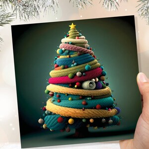Woollen Christmas Tree Card Knitted Knitting Crochet Yarn Wool Crafters ...