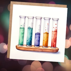 Test Tubes Chemistry Greeting Card for Chemists Lab Technicians Science ...