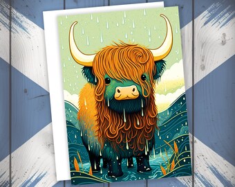 The Colors of the Highlands greeting Card Highland Cow Card Scottish ...