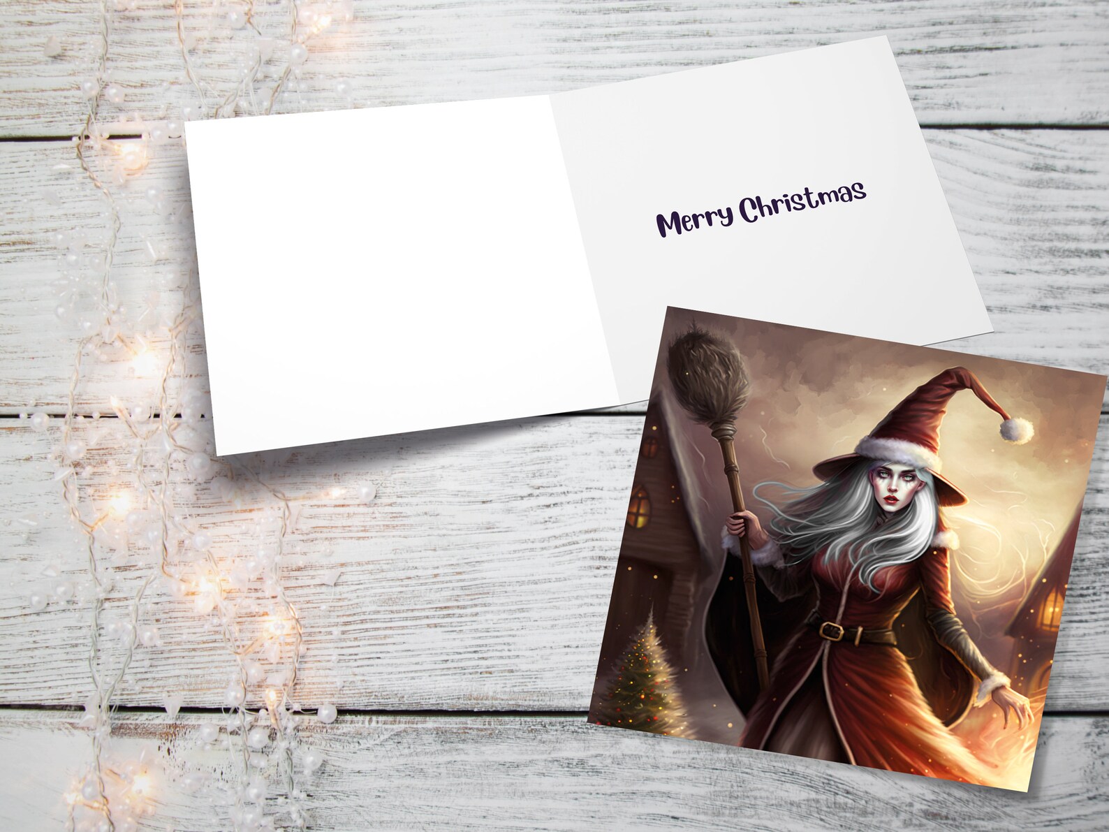 Female Santa Witch Christmas Card La Befana Witchy Fantasy Gothic Goth ...