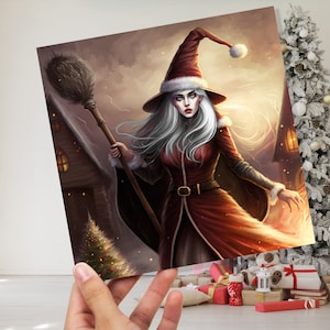 Female Santa Witch Christmas Card Witchy Fantasy Gothic Goth Pagan ...