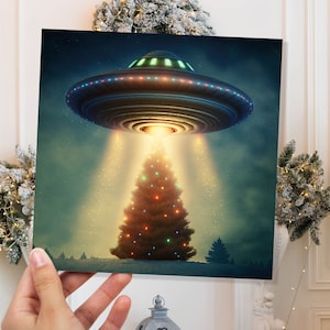 Alien Christmas Card Funny UFO Spaceman Spaceship Christmas Tree ...