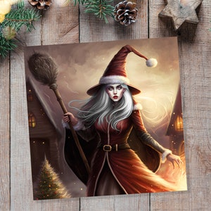 Female Santa Witch Christmas Card Witchy Fantasy Gothic Goth Pagan ...