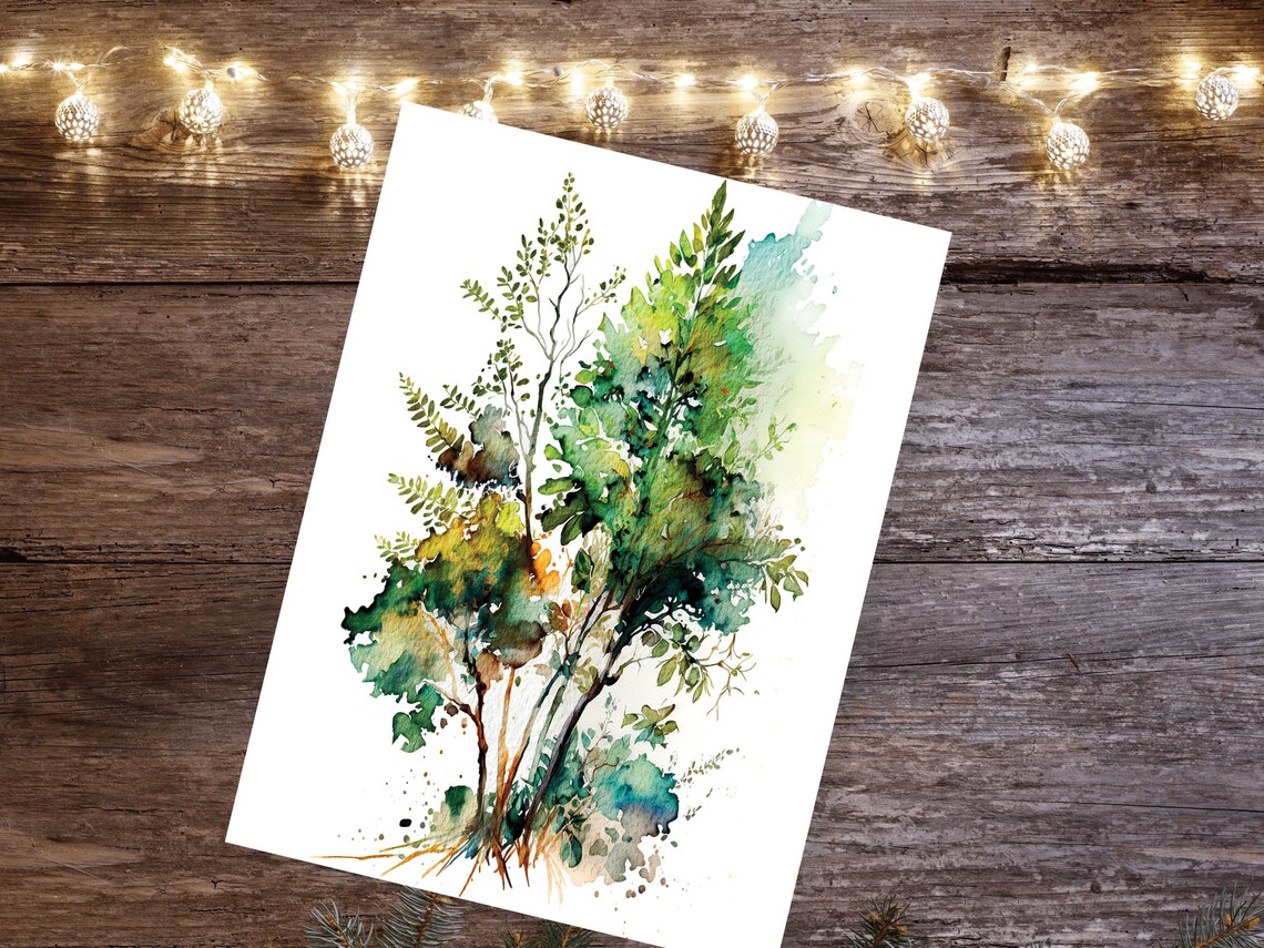 Green Foliage Trees Card Wildlife Notelets Any Occasion Notes Landscape ...