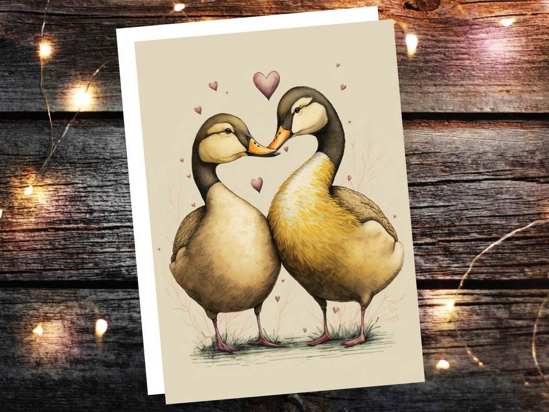 Cute Ducks in Love Greeting Card for Anniversaries Wedding Valentines ...