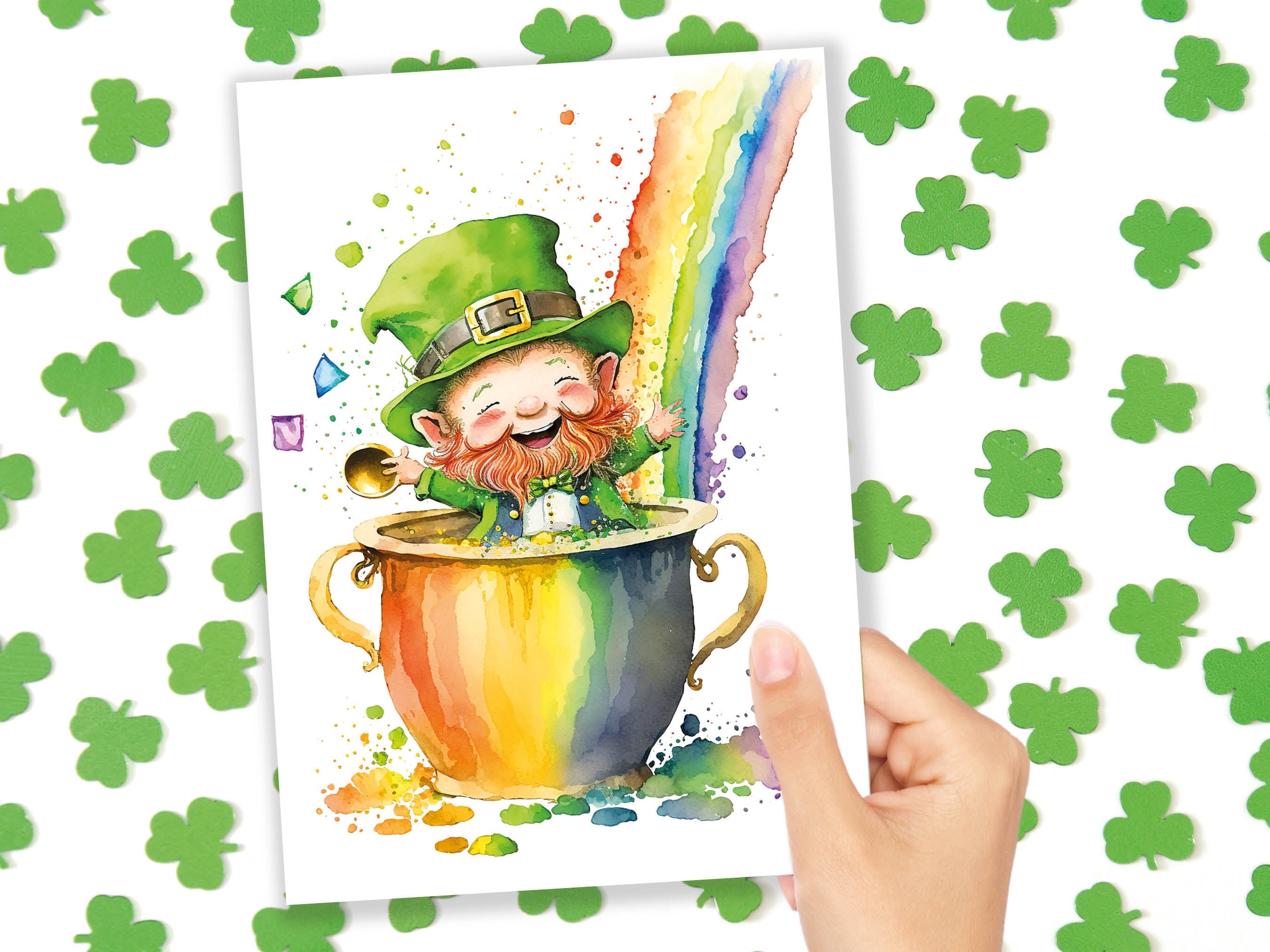Cute Leprechaun Card St Patricks Day Luck of the Irish Pot of Gold ...